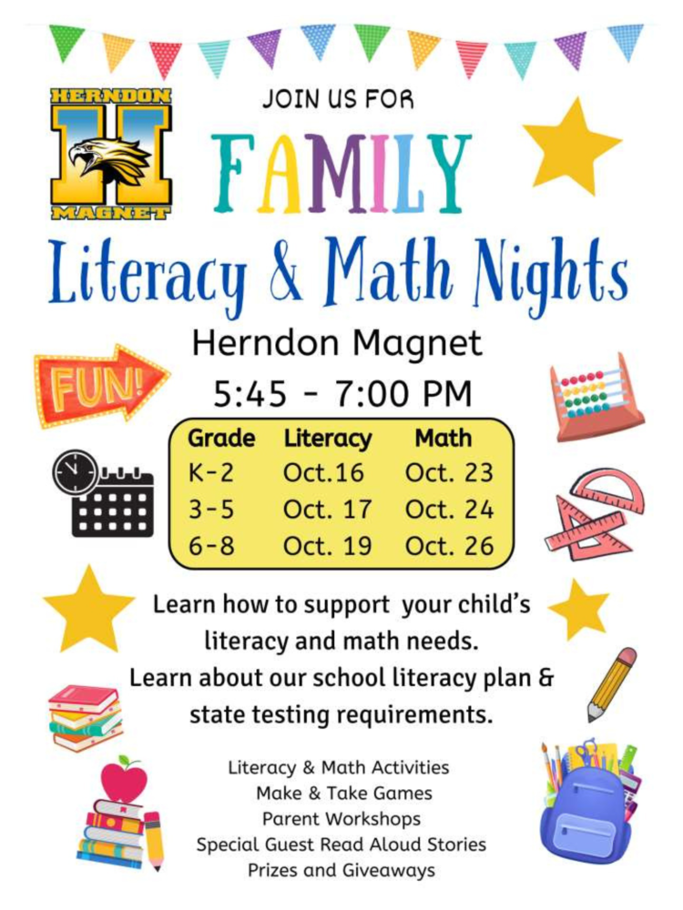 Join us for Family Literacy & Math Nights | Herndon Magnet